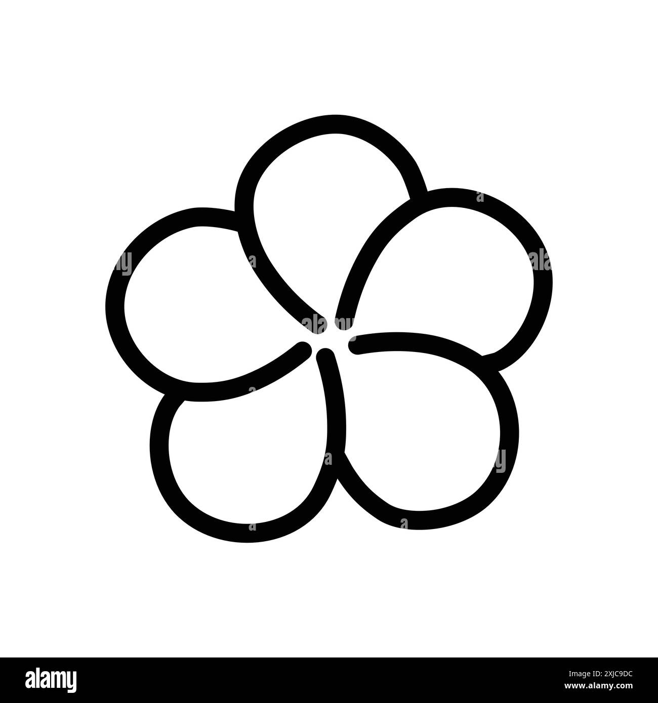 plumeria icon Flat set in black and white color outline vector Stock ...