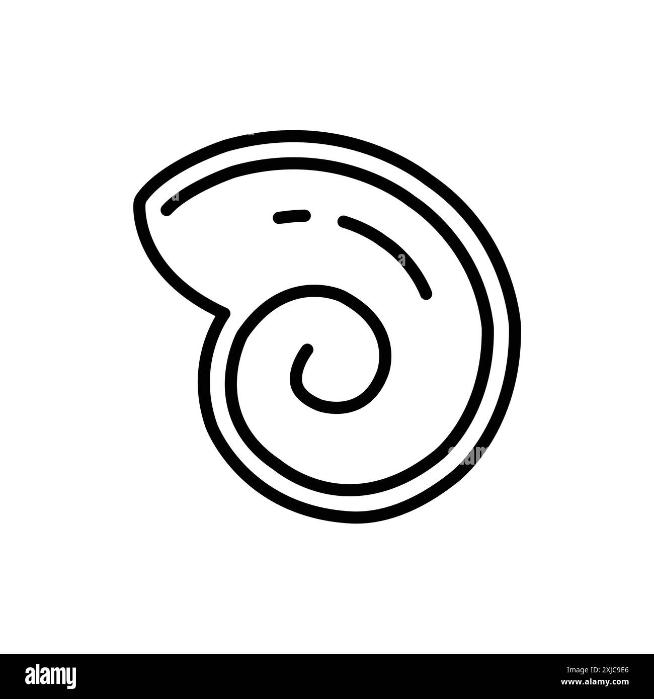 rounded shell icon Flat set in black and white color outline vector ...