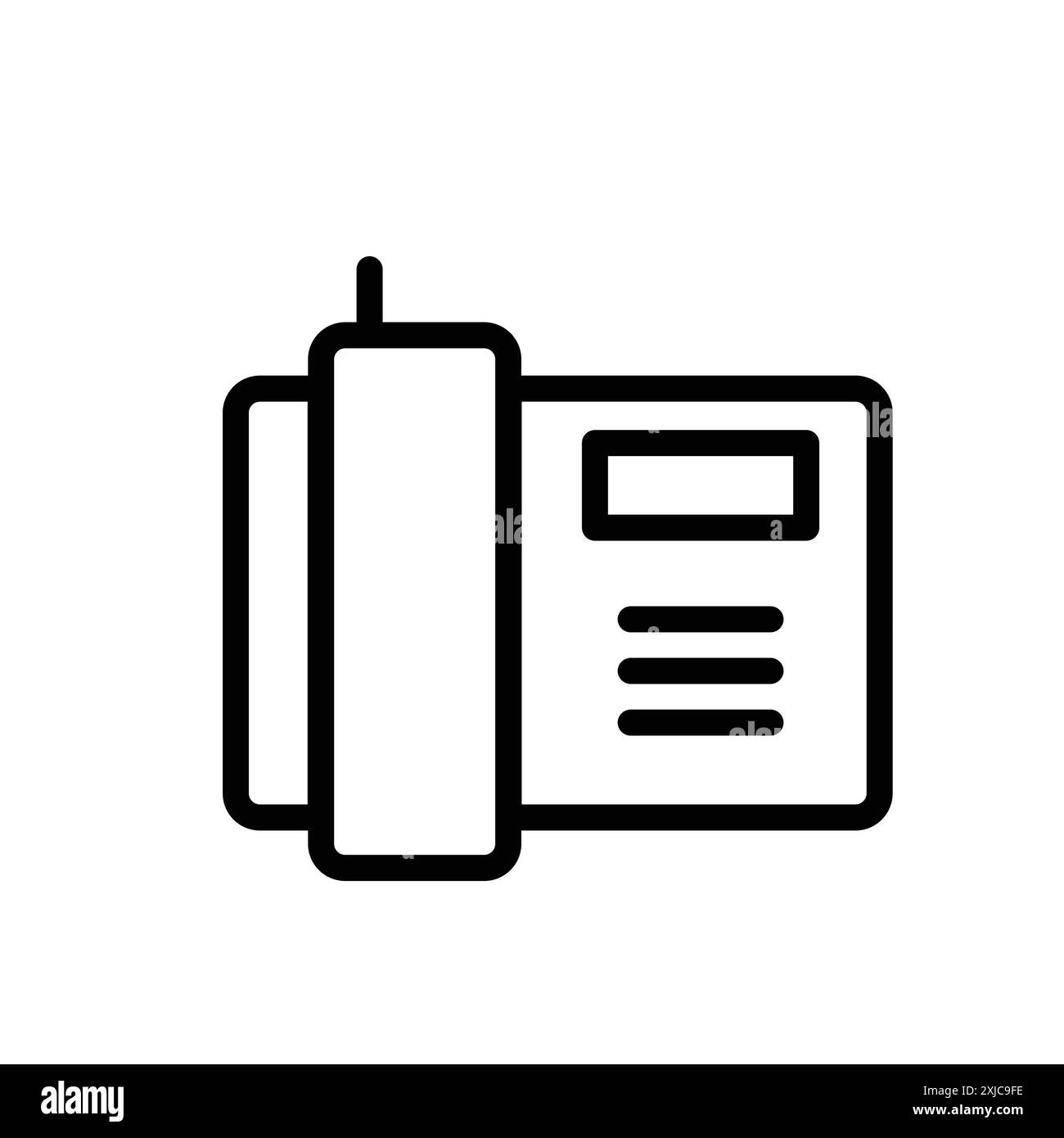 Office Phone icon Flat set in black and white color outline vector ...