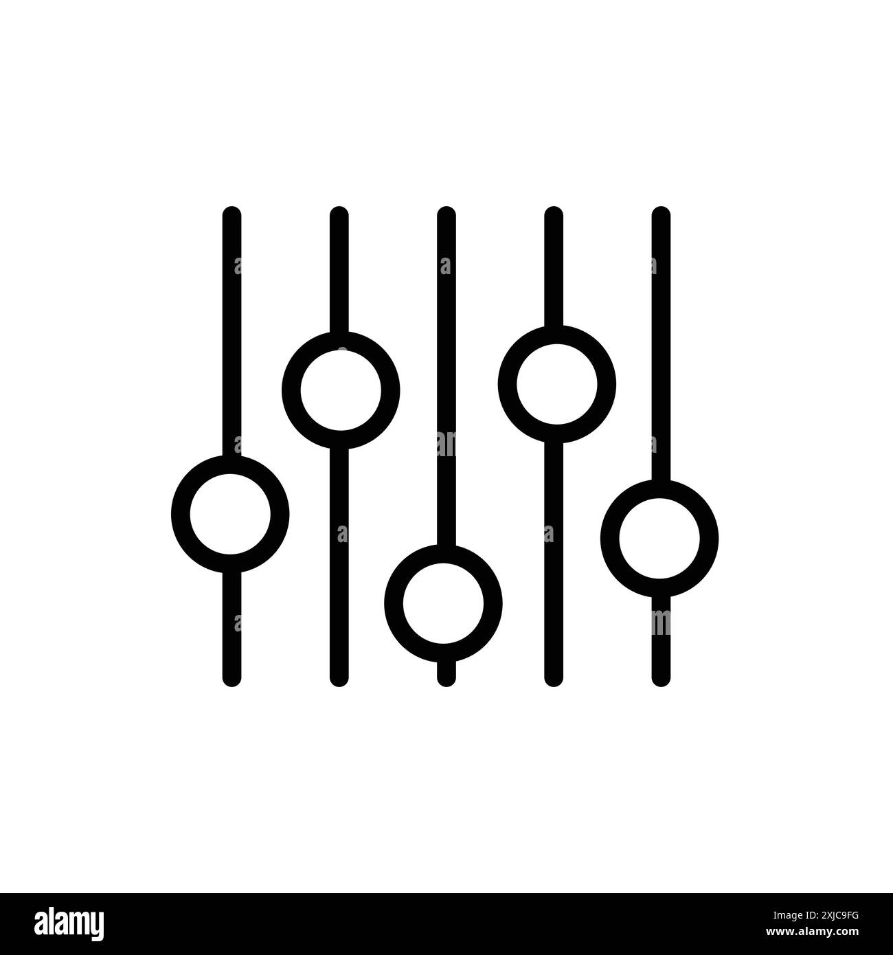 control panel icon Flat set in black and white color outline vector ...