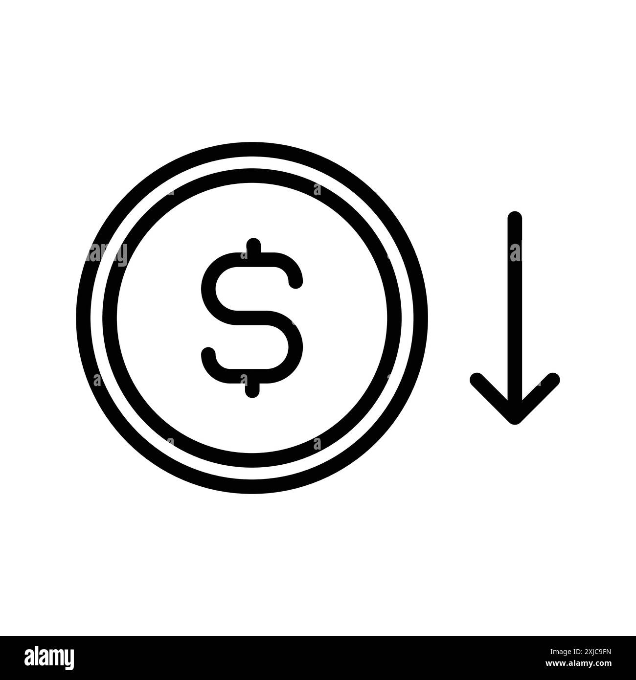 Economic Loss icon Flat set in black and white color outline vector ...
