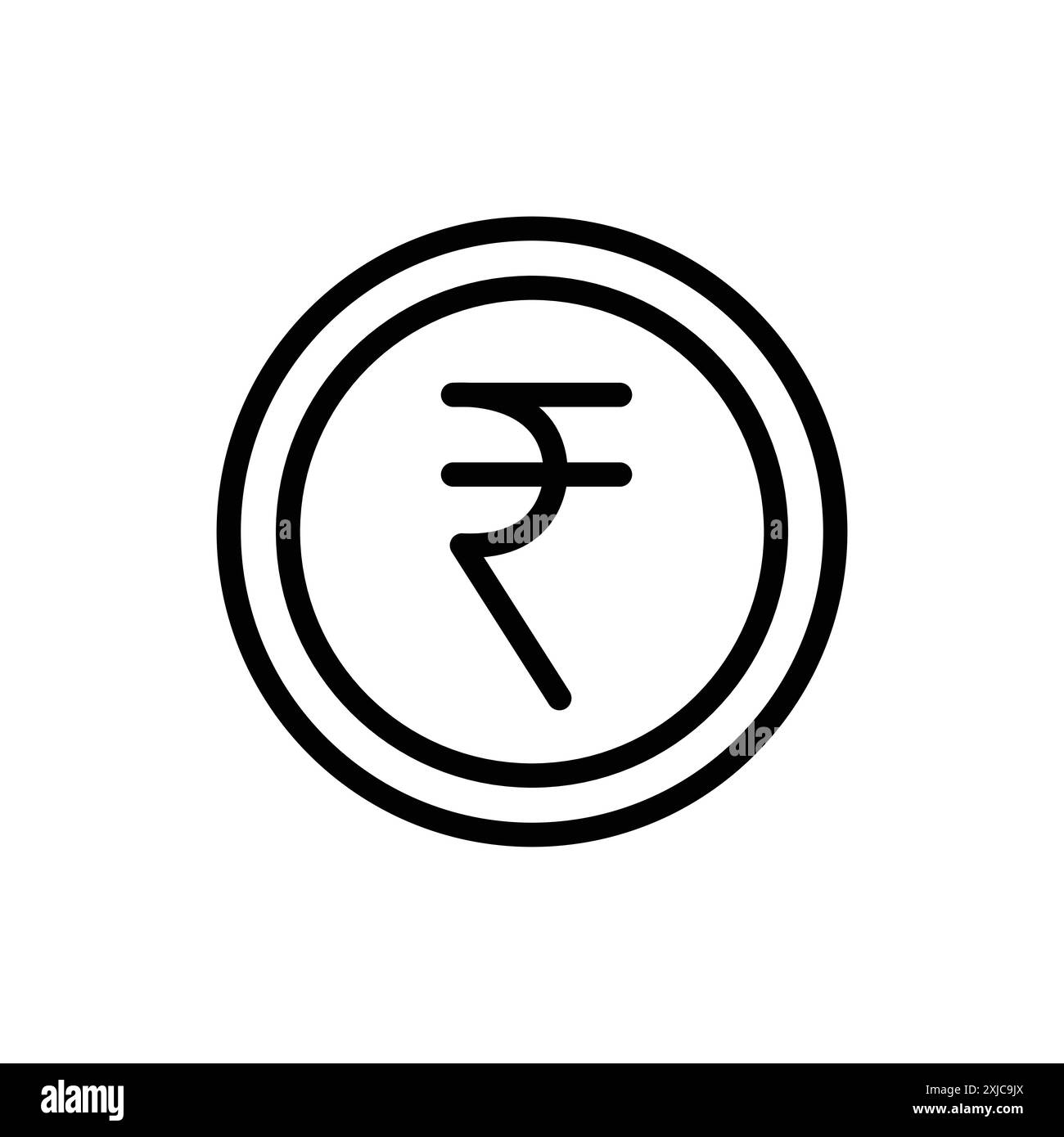 rupee currency icon Flat set in black and white color outline vector ...