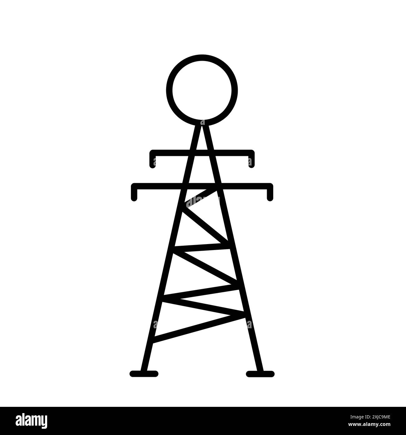 electrical energy tower icon Flat set in black and white color outline ...