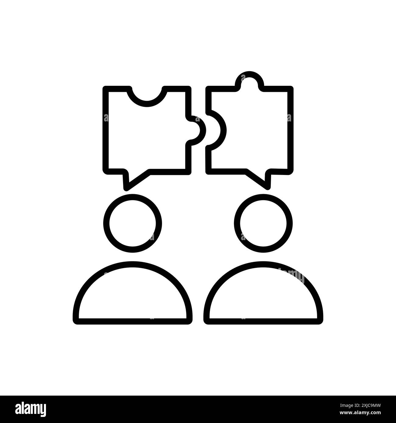 collaboration icon Flat set in black and white color outline vector ...