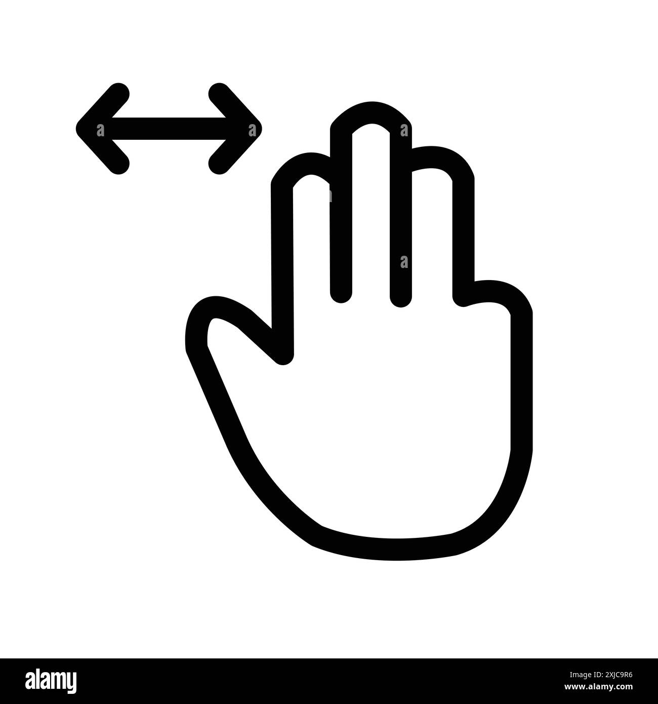 Three fingers horizontal scroll icon Flat set in black and white color ...