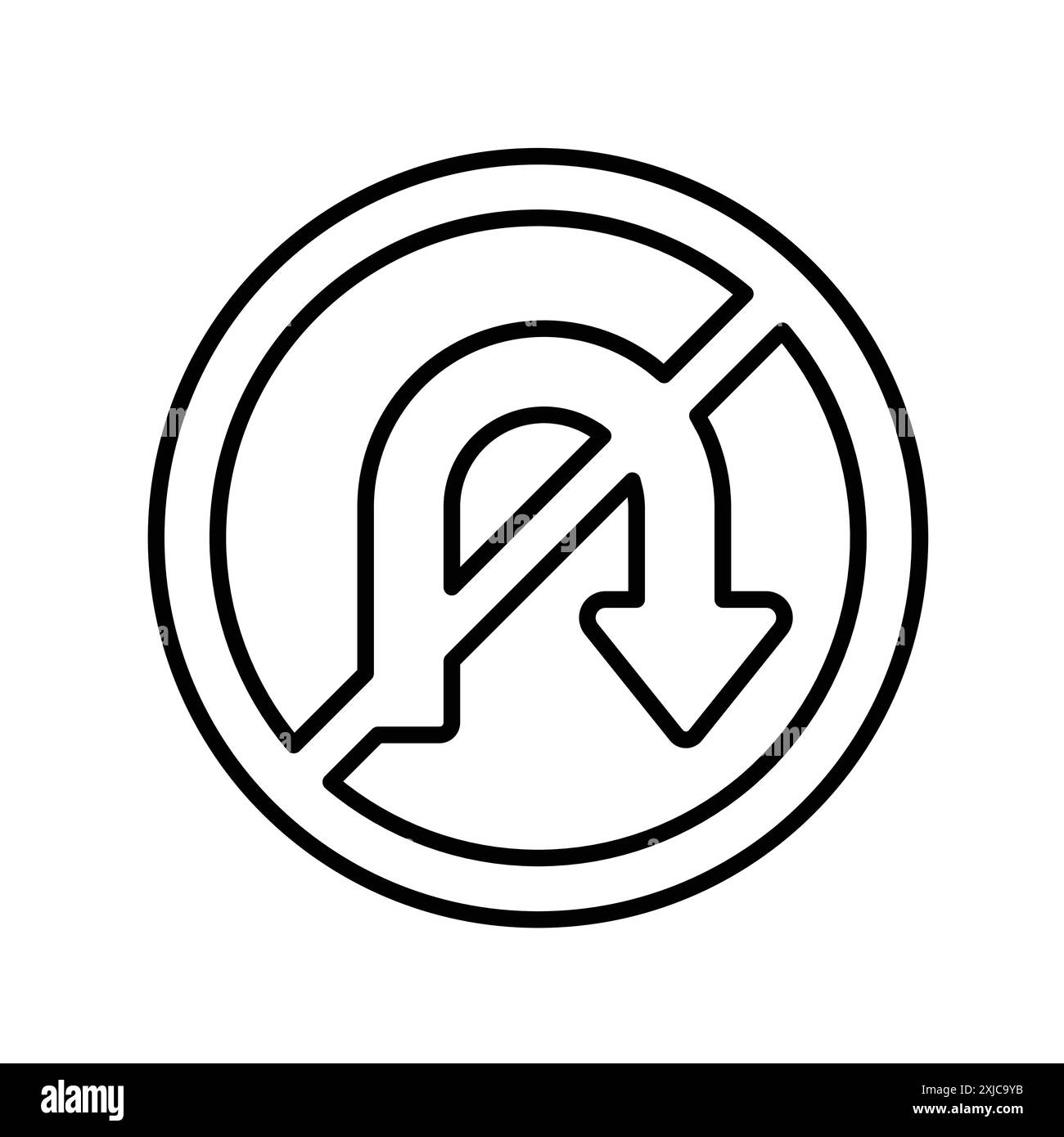 No U turn sign icon Flat set in black and white color outline vector Stock Vector Image & Art ...