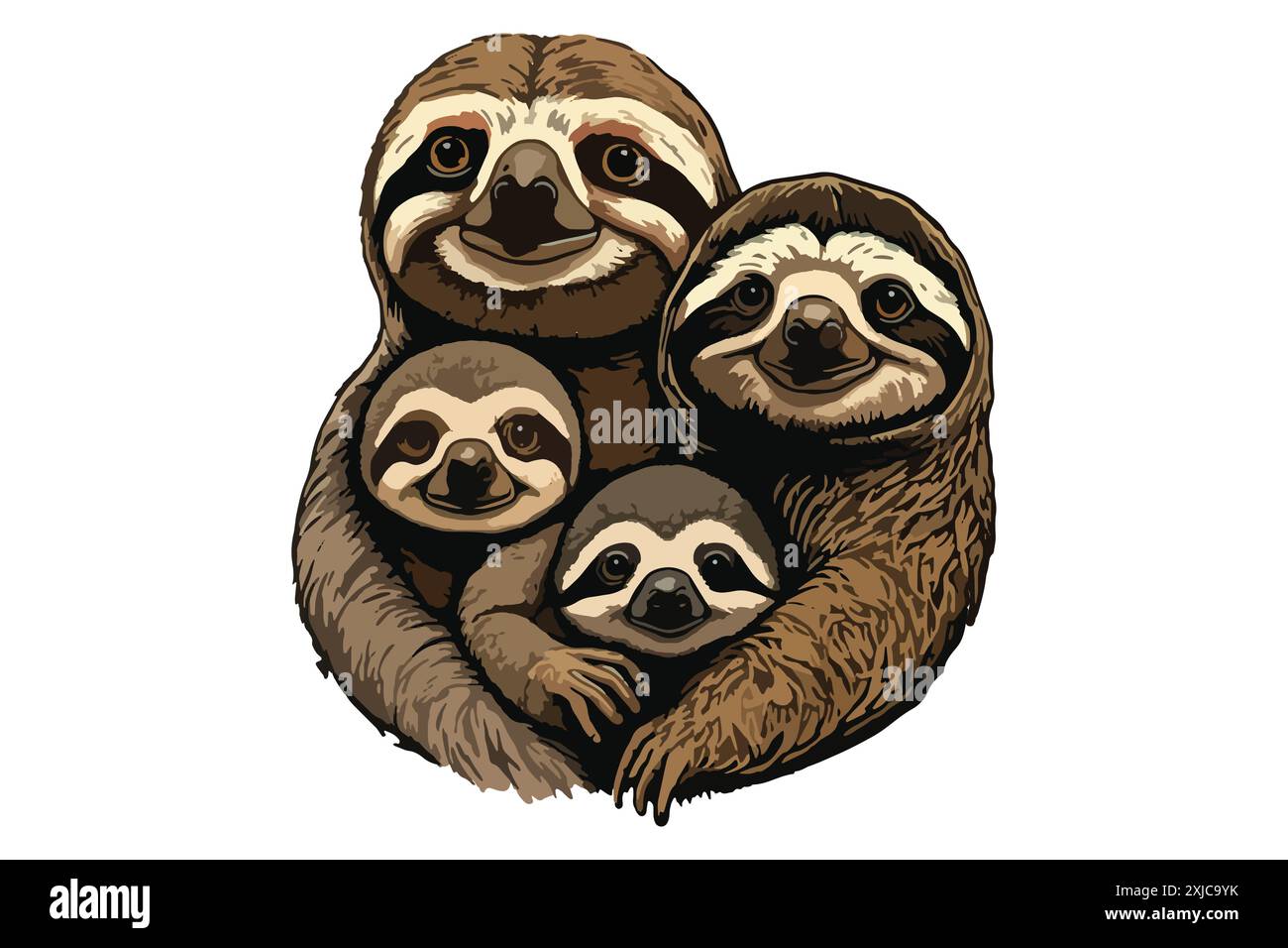 Sloth Family Vector Illustration Stock Vector Image & Art - Alamy