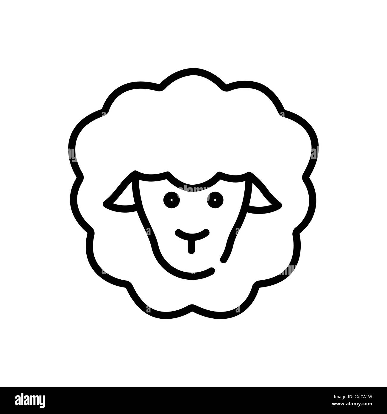 sheep icon Flat set in black and white color outline vector Stock ...