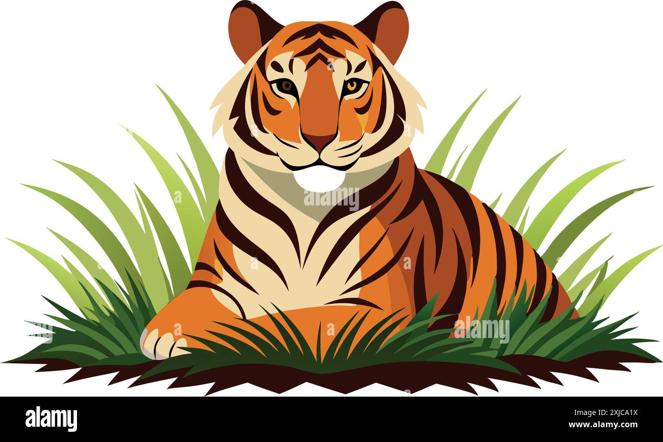 Tiger resting on grass Stock Vector Image & Art - Alamy