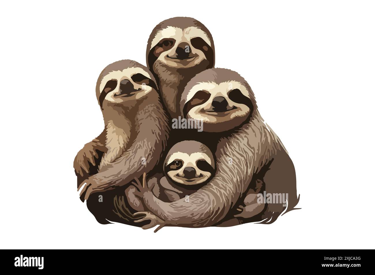 Sloth Family Vector Illustration Stock Vector Image & Art - Alamy