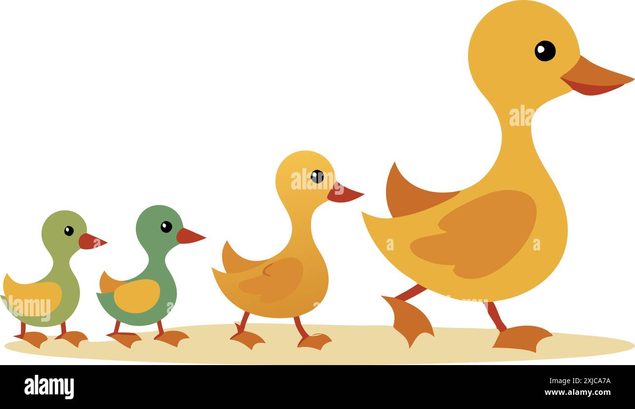 Duck ducklings pond Stock Vector Images - Alamy