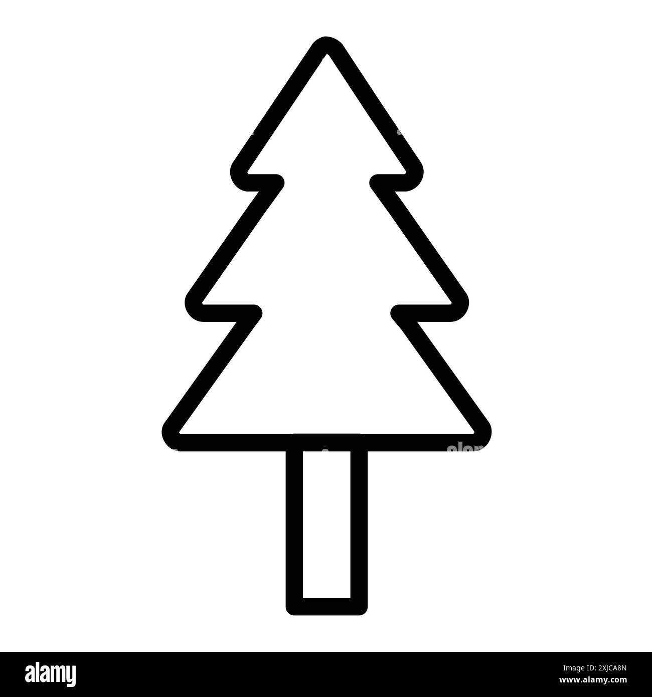 Fir tree icon Flat set in black and white color outline vector Stock ...