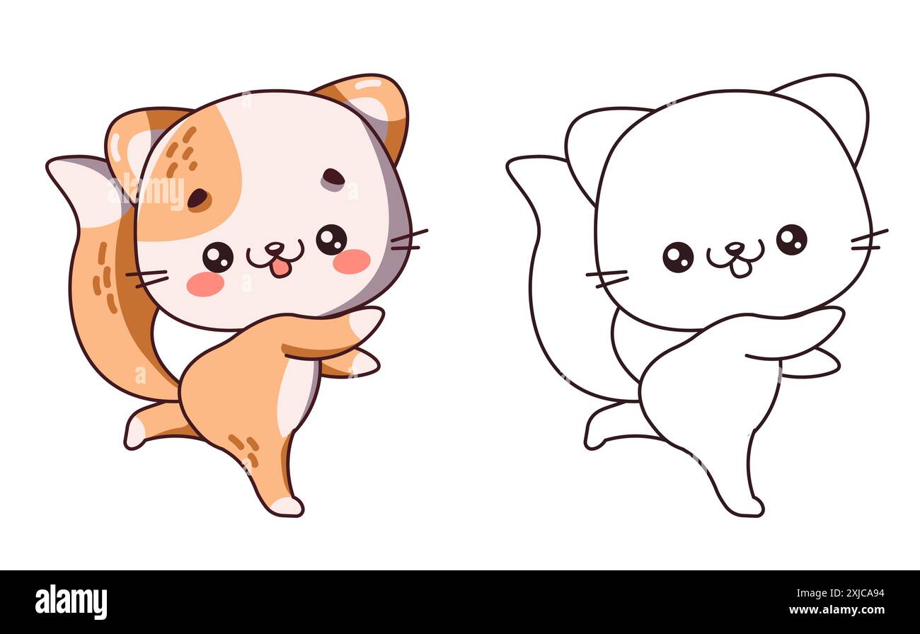 Kawaii cat coloring page vector hi-res stock photography and images - Alamy