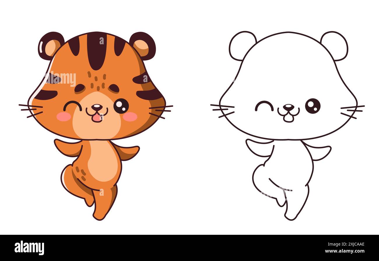 Playful tiger dancing ballet cartoon character of coloring page ...
