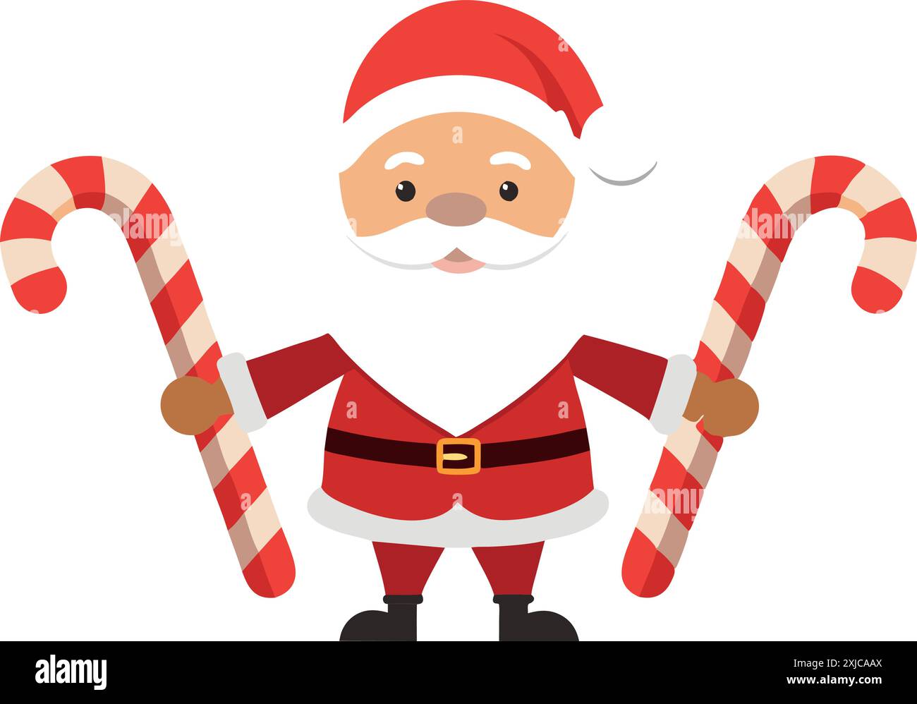 Adorable Santa Claus character holding two candy canes. Perfect for ...