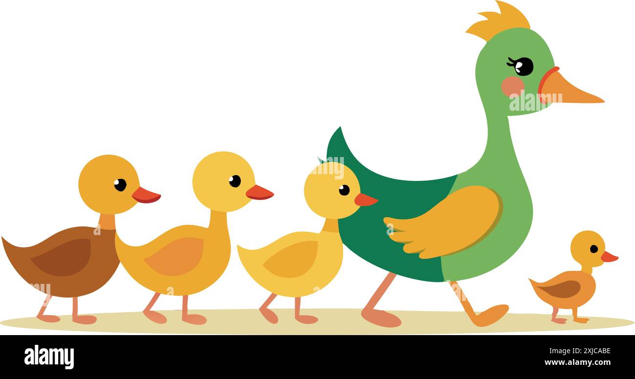 Duck ducklings pond Stock Vector Images - Alamy