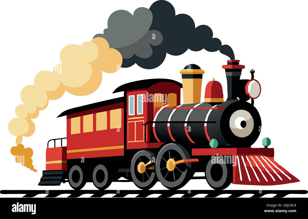 Vintage coal powered engine locomotive Stock Vector Images - Alamy