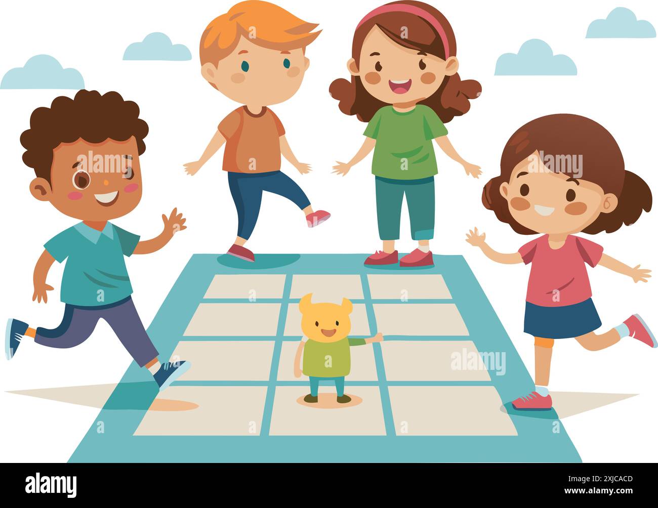 Kids Playing Hopscotch Clip Art Kids Playing Hopscotch Vector Images