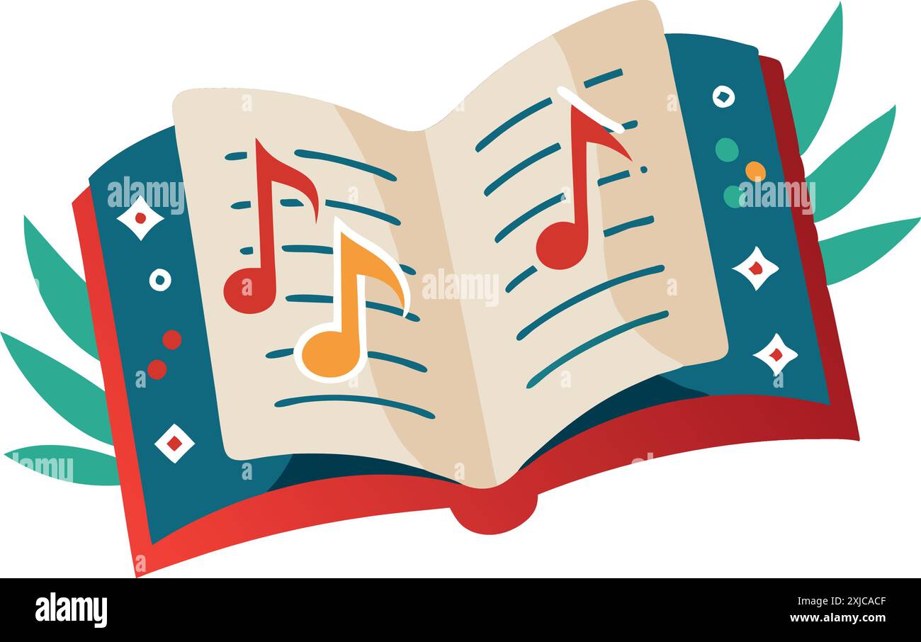 Illustration Of A Colorful Open Book With Musical Notes Symbolizing Melody Music Education