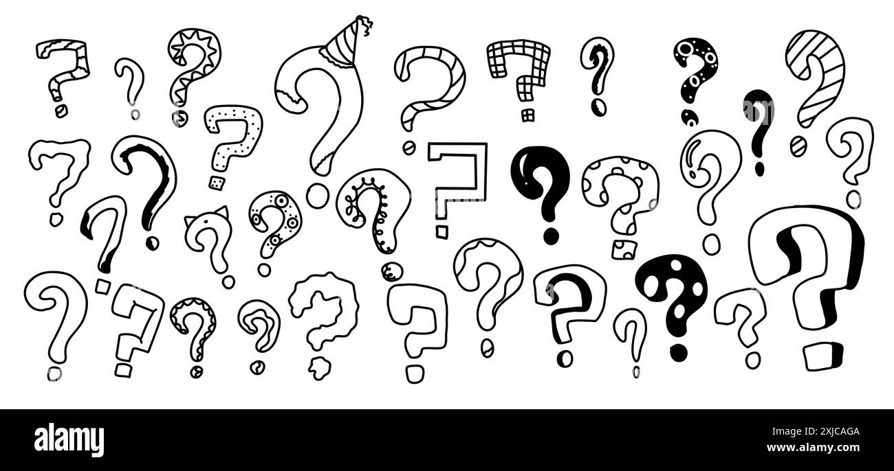 Mystery-themed question mark icons on white background. Collection of ...