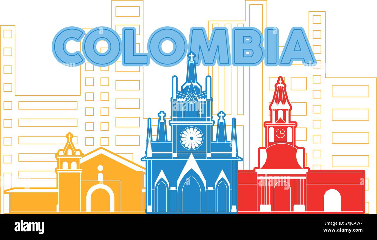 Colombia skyline Modern cityscape Vector illustration Stock Vector ...