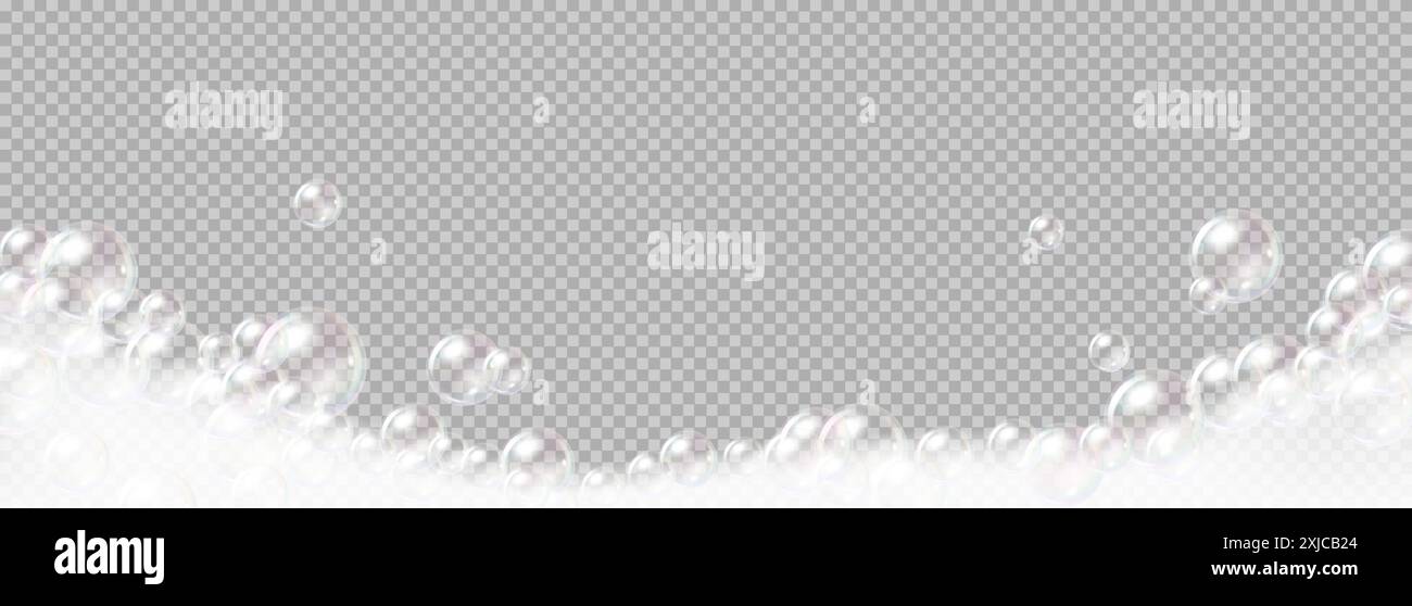 Realistic vector illustration of soap foam bubble. Illustrating ...