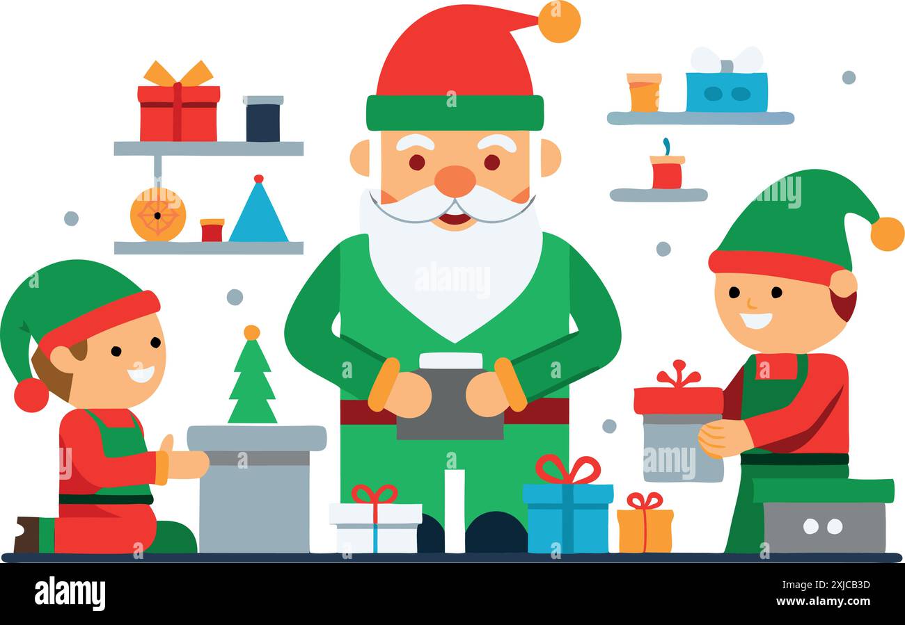 Cartoon santa workshop hi-res stock photography and images - Alamy