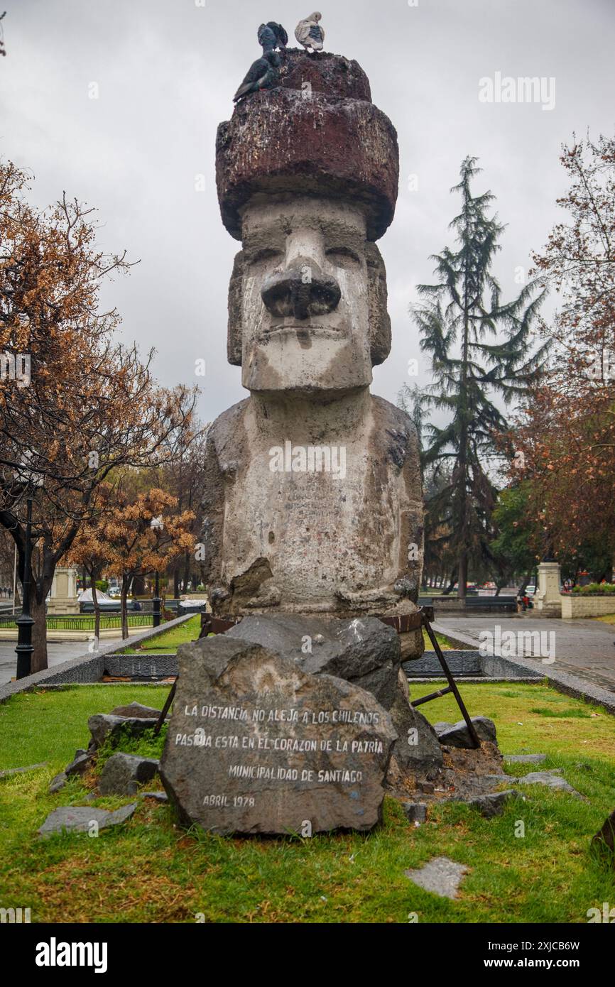 A large stone carved Moai from the Easter Island Rapa Nui people in ...