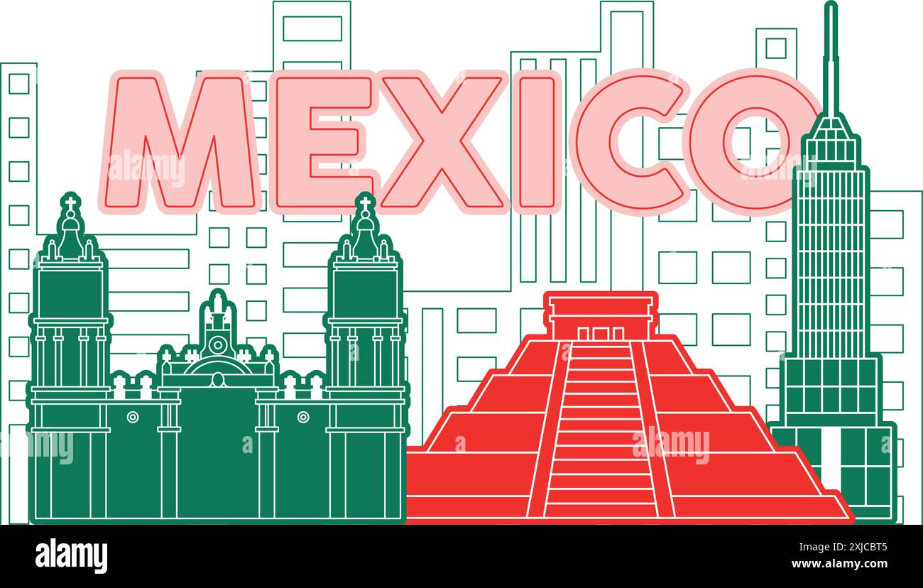 Mexico skyline Modern cityscape Vector illustration Stock Vector Image ...