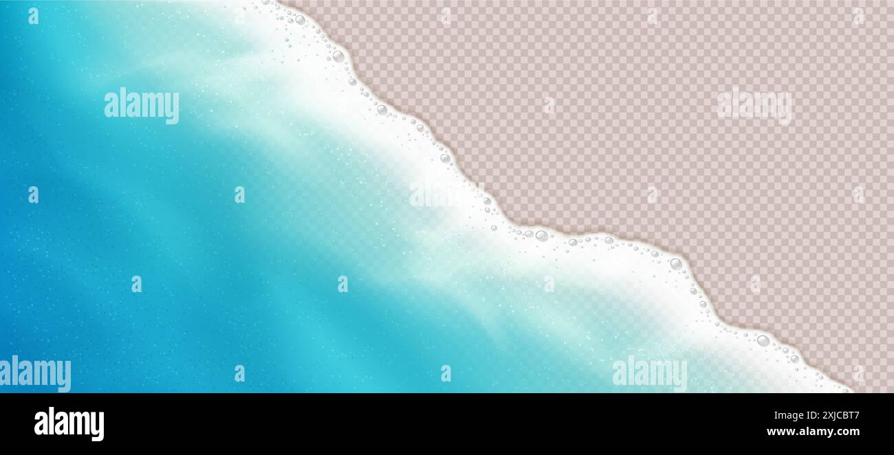 Realistic coastal wave and foam on transparent background. Depiction of ...