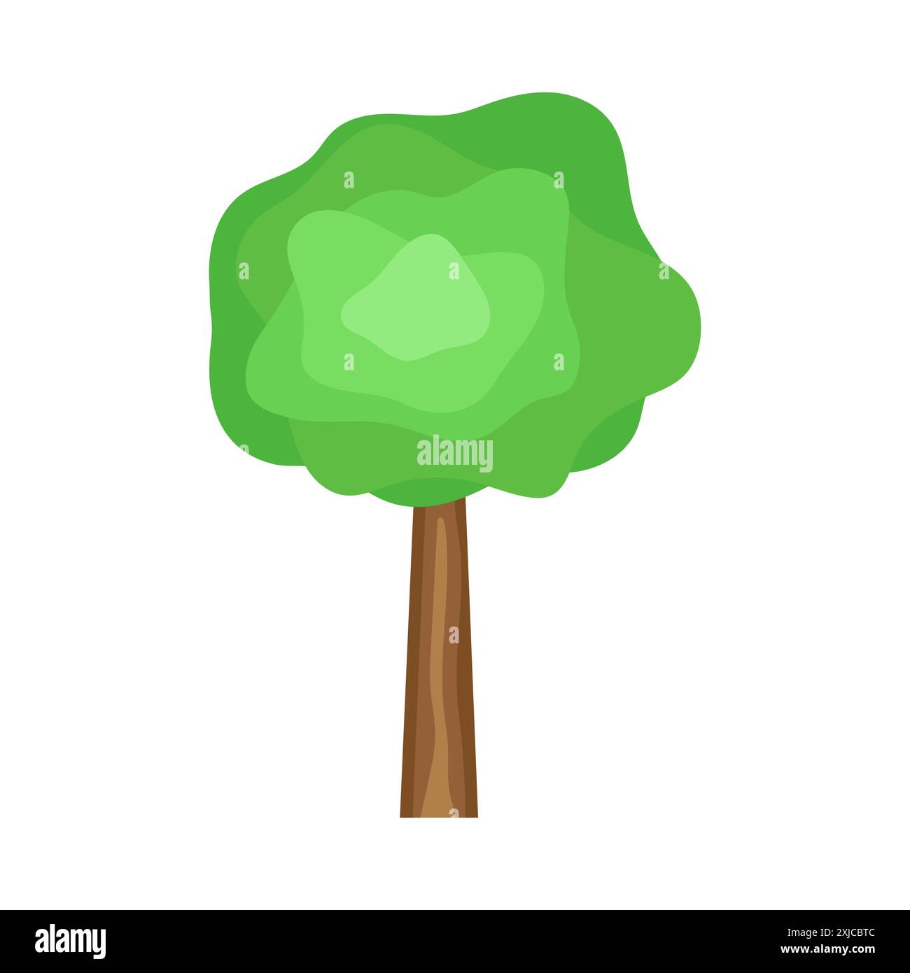 Green tree illustration. Layered foliage design. Simple cartoon style ...