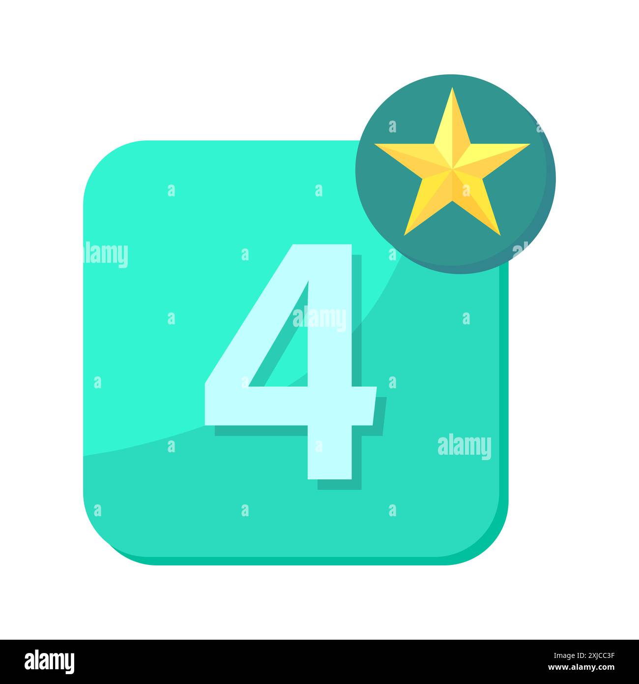 Number 4 icon. Ranking symbol. Turquoise gradient square. Star rating ...