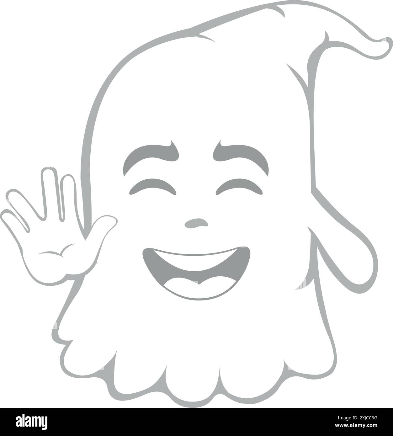 vector illustration character ghost cartoon, with a happy expression ...