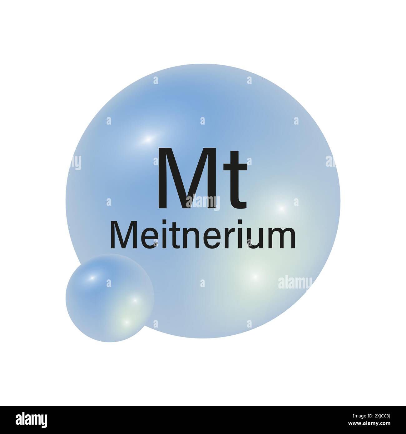 Meitnerium element symbol. Blue spherical representation. Chemical Mt ...