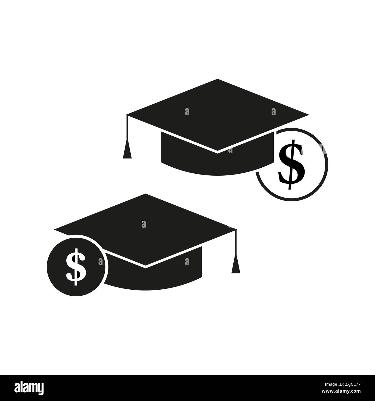 Graduation cap icon. Dollar symbol detail. Education finance vector ...