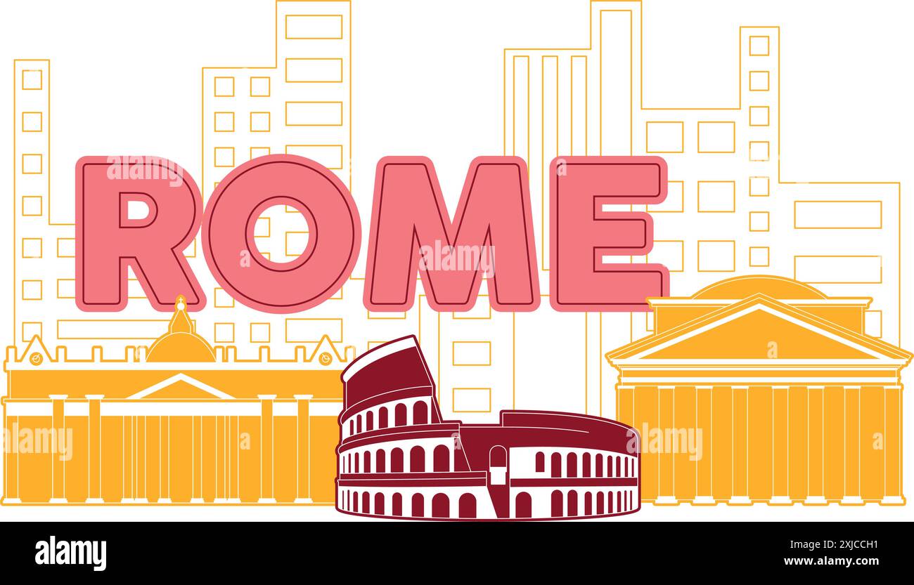 Rome skyline Modern cityscape Vector illustration Stock Vector Image ...