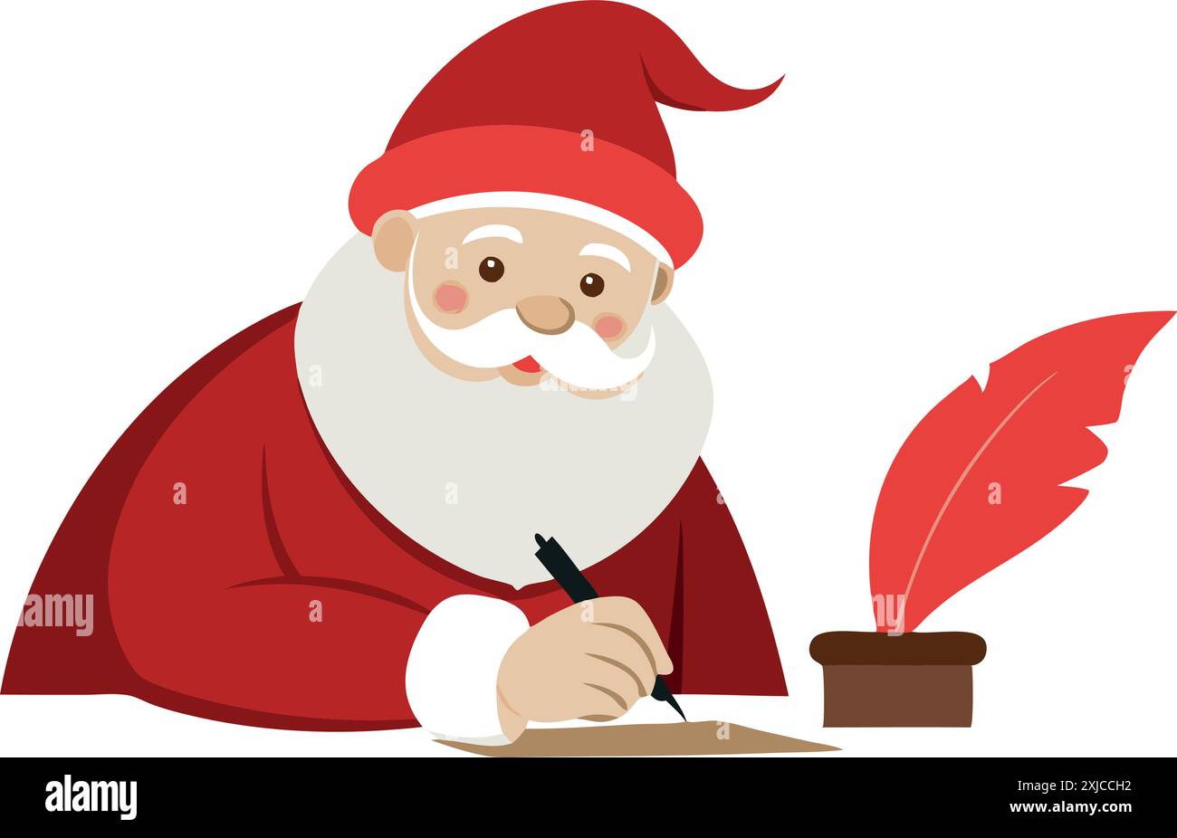 Illustration of Santa Claus writing a letter with a quill pen ...