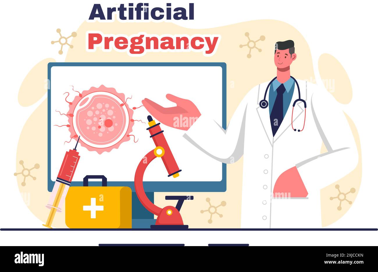 Artificial Pregnancy Vector Illustration with Couple After Successful ...