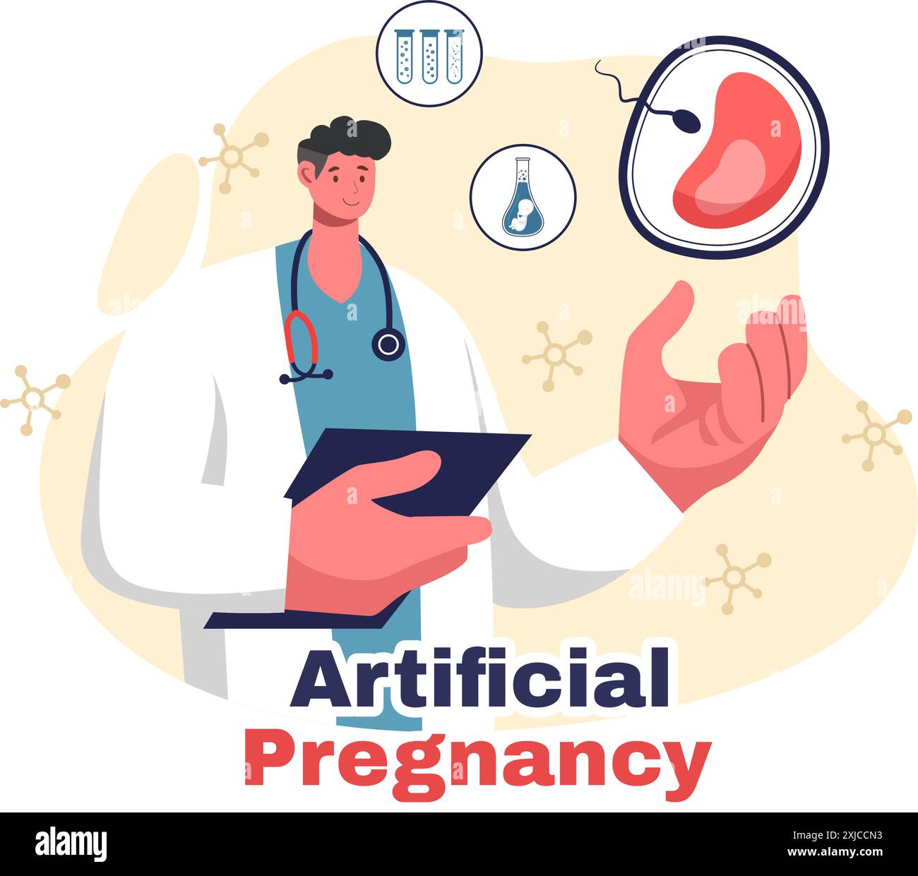 Artificial Pregnancy Vector Illustration with Couple After Successful ...