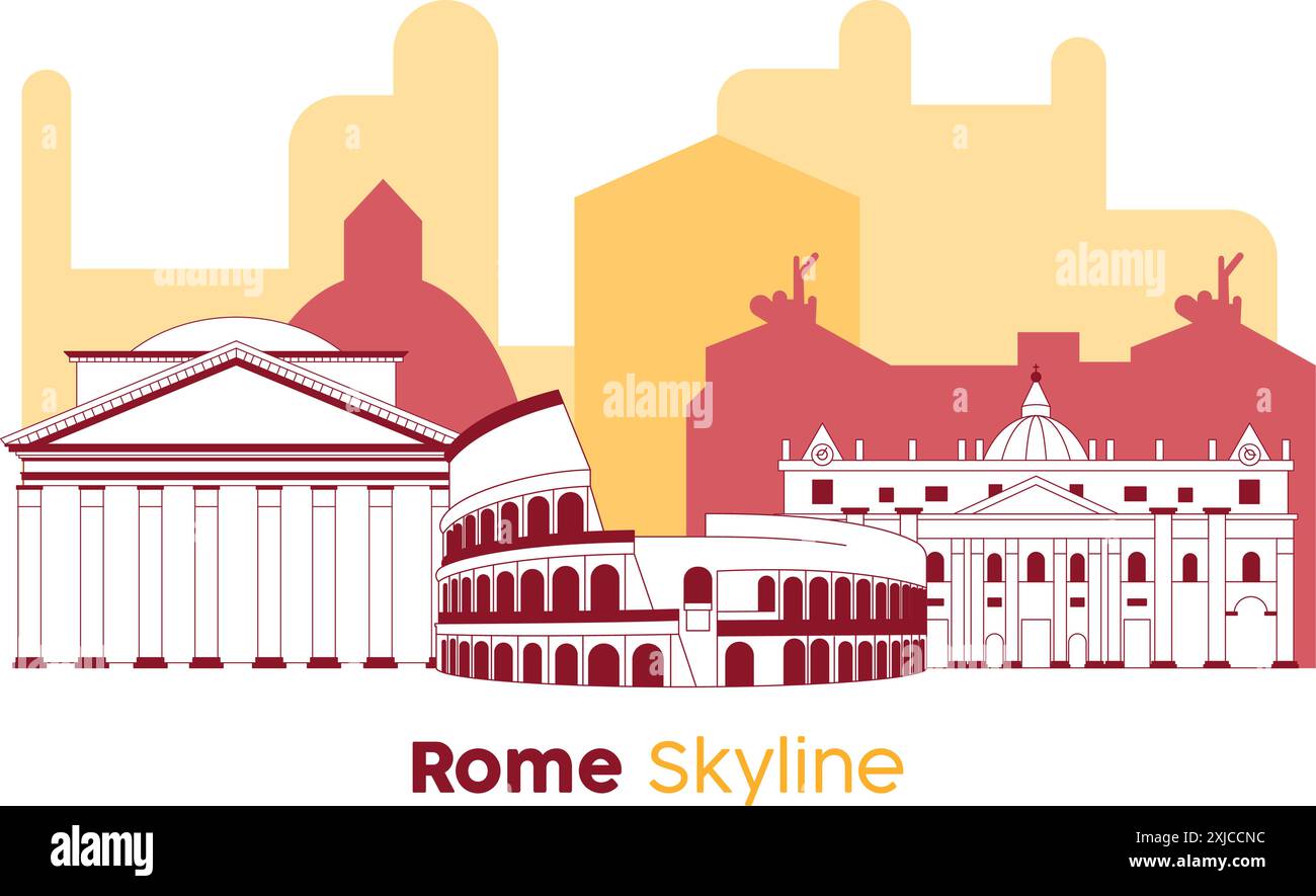 Rome skyline Modern cityscape Vector illustration Stock Vector Image ...