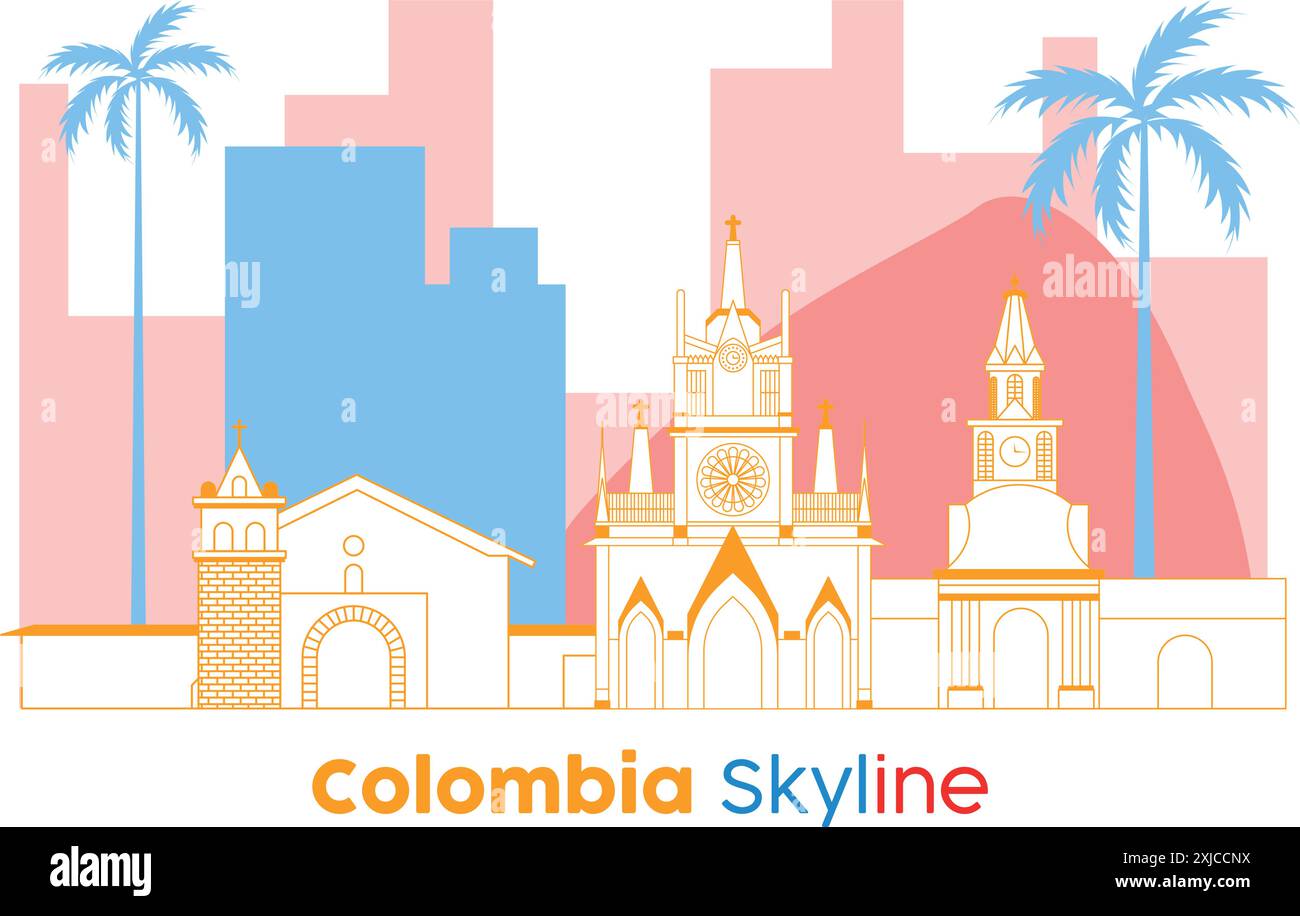 Colombia skyline Modern cityscape Vector illustration Stock Vector ...
