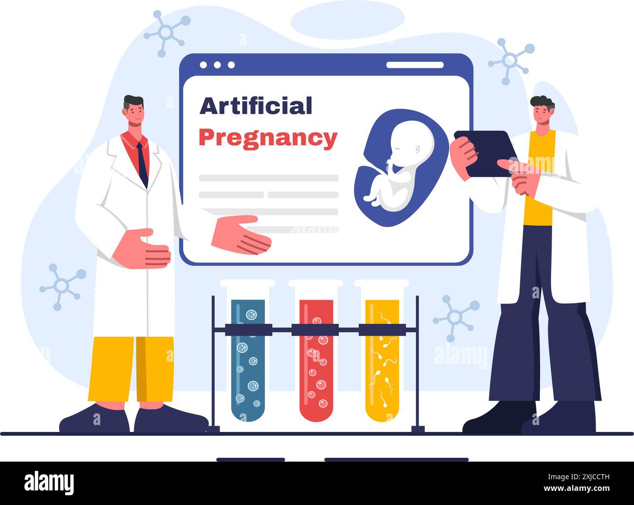 Artificial Pregnancy Vector Illustration with Couple After Successful ...