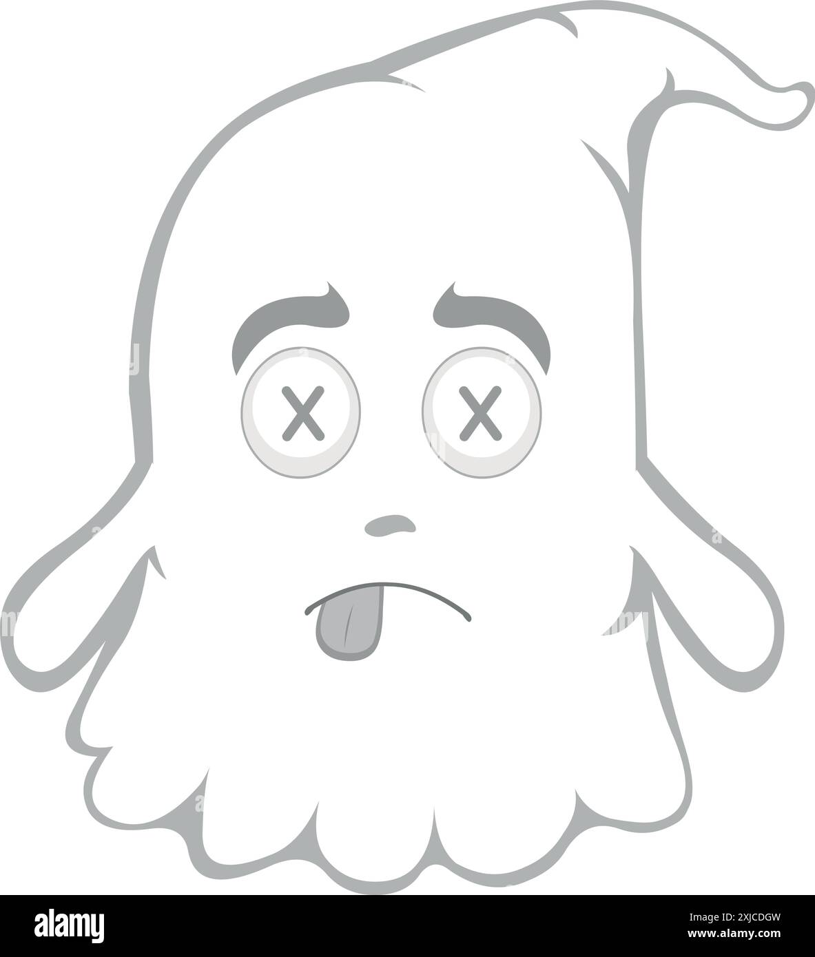 vector illustration character ghost cartoon, with crosses eyes in ...