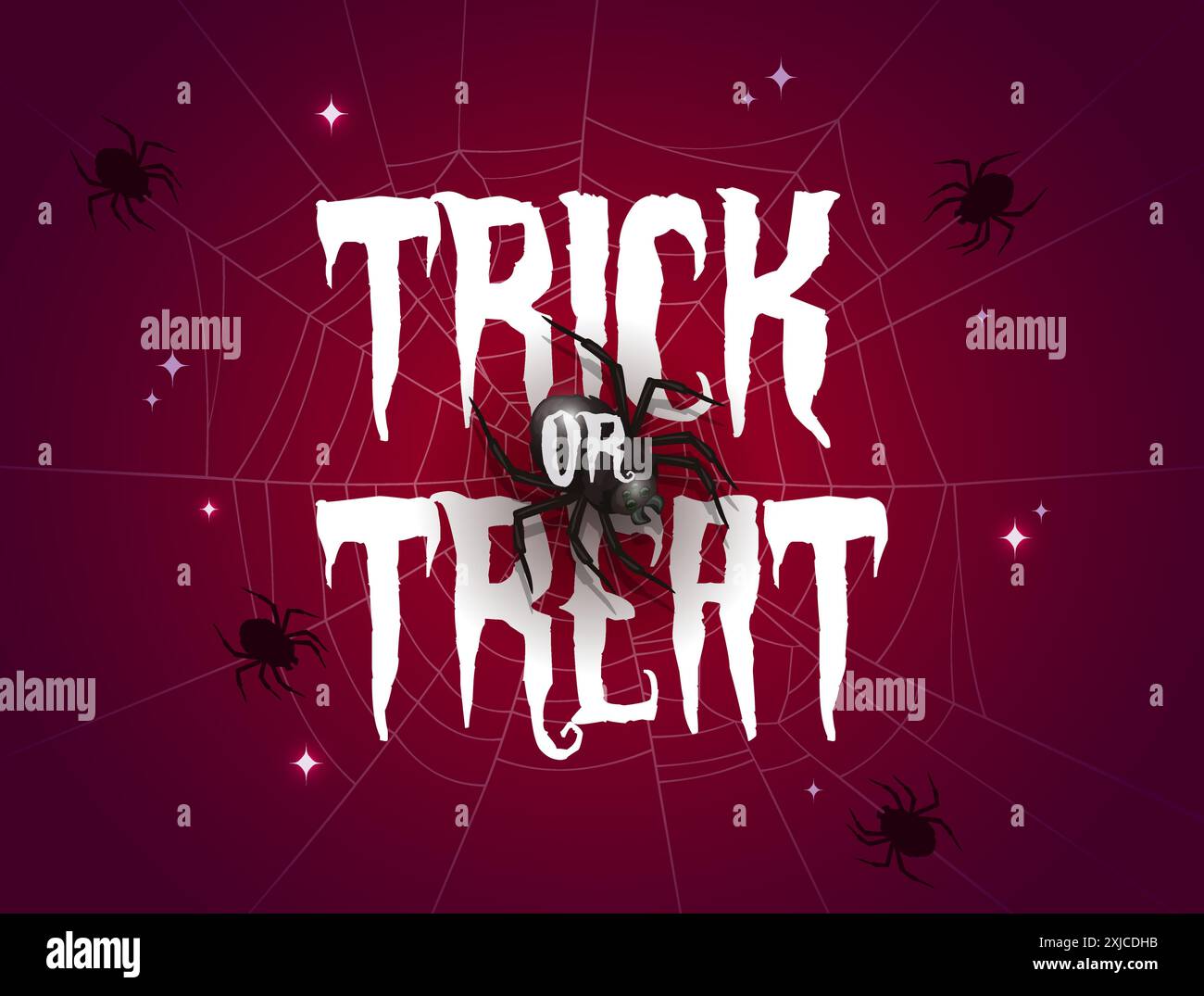 Trick or treat Halloween spiders and cobweb vector holiday banner ...