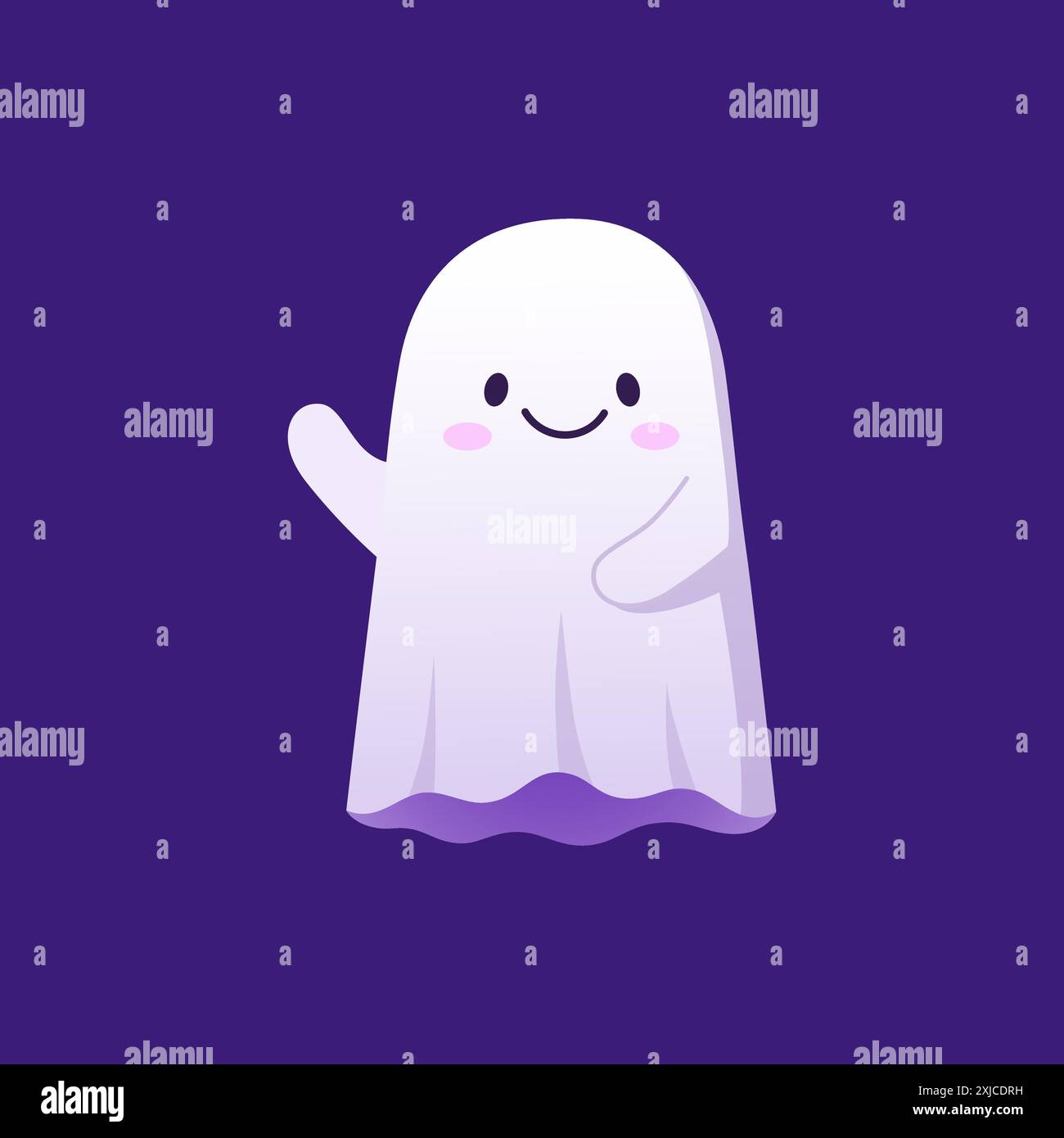 Halloween kawaii ghost character with cheerful expression, and playful ...