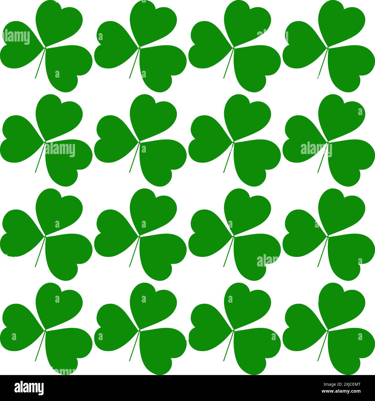 Shamrocks seamless pattern in trendy monochrome green. Abstract ...