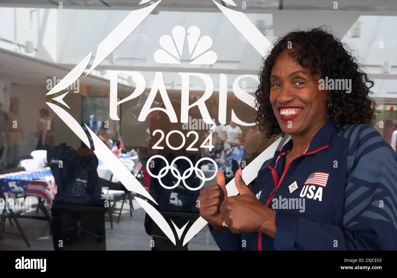 St. Louis, United States. 17th July, 2024. Olympic Gold medalist Jacki ...
