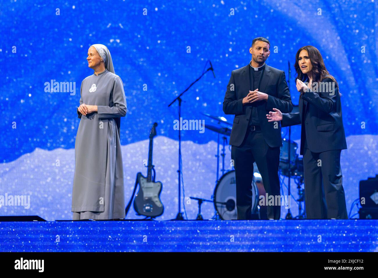 The emcees for the evening's event, from left, Sister Miriam James ...