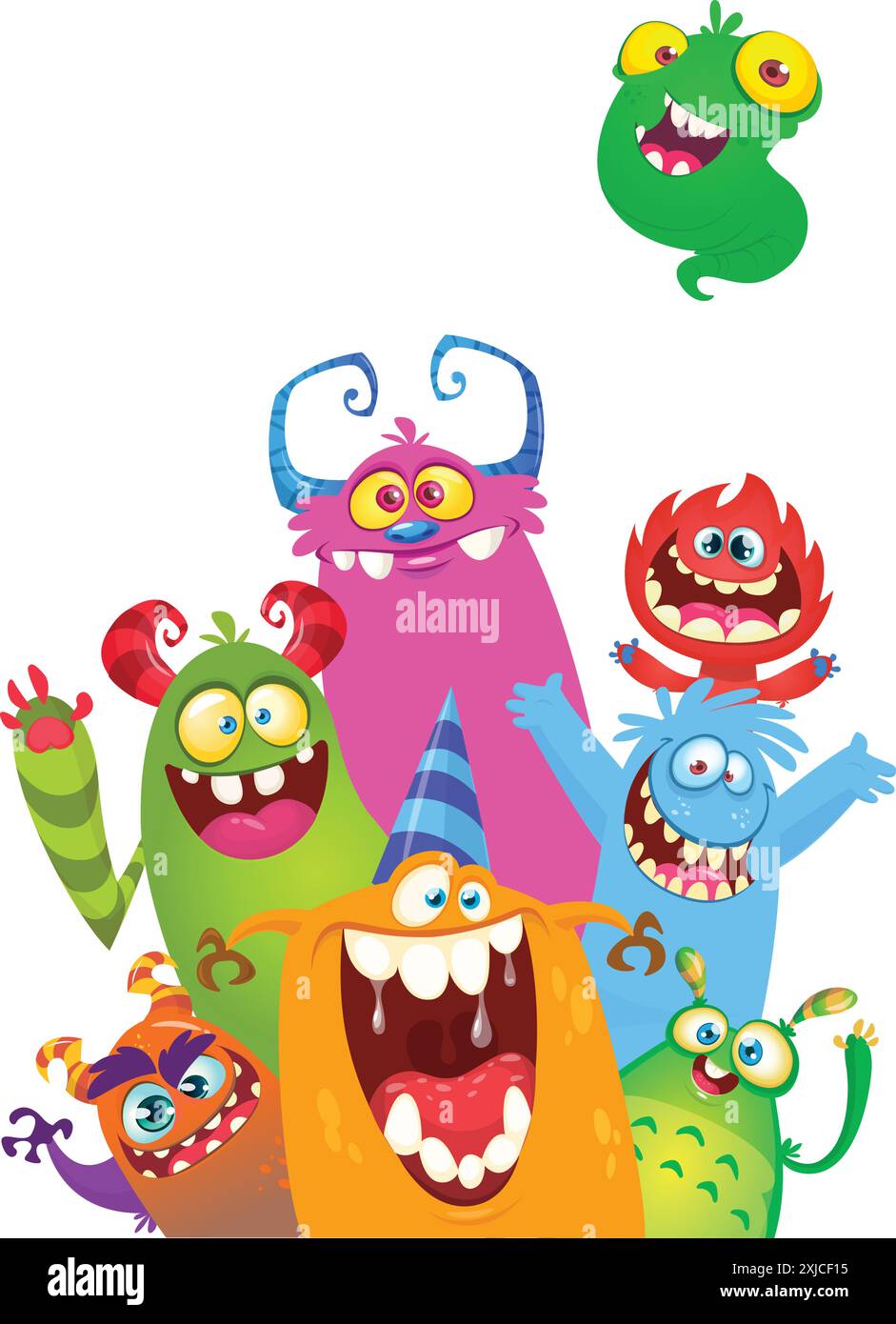 Cartoon monsters set. Birthday party invitation or Halloween poster ...