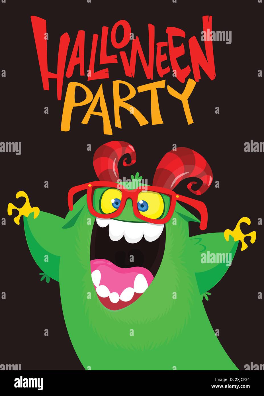 Cartoon monsters set. Birthday party invitation or Halloween poster ...